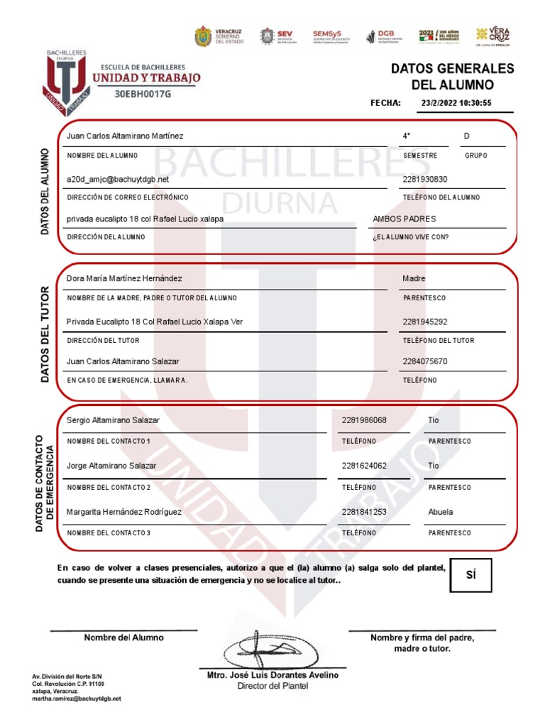 Datos Generales Del Alumno | PDF