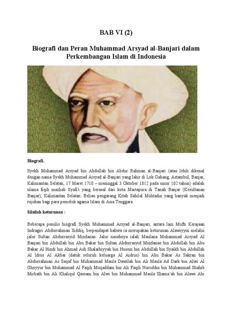 Bab Vi (2) Biografi Dan Peran Muhammad Arsyad Al-Banjari Dalam ...
