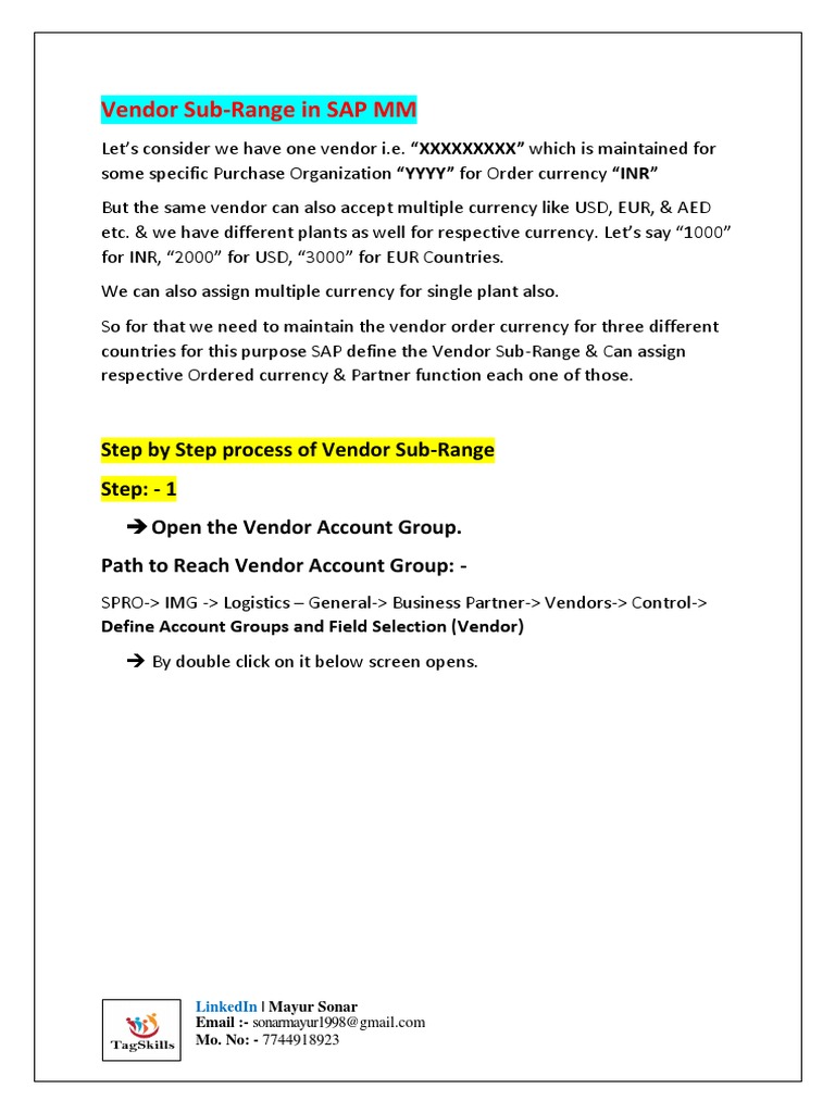 Understanding Vendor Sub-Range in SAP MM | PDF | Computing