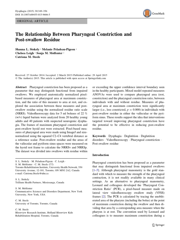 The Relationship Between Pharyngeal Constriction and Post-Swallow ...