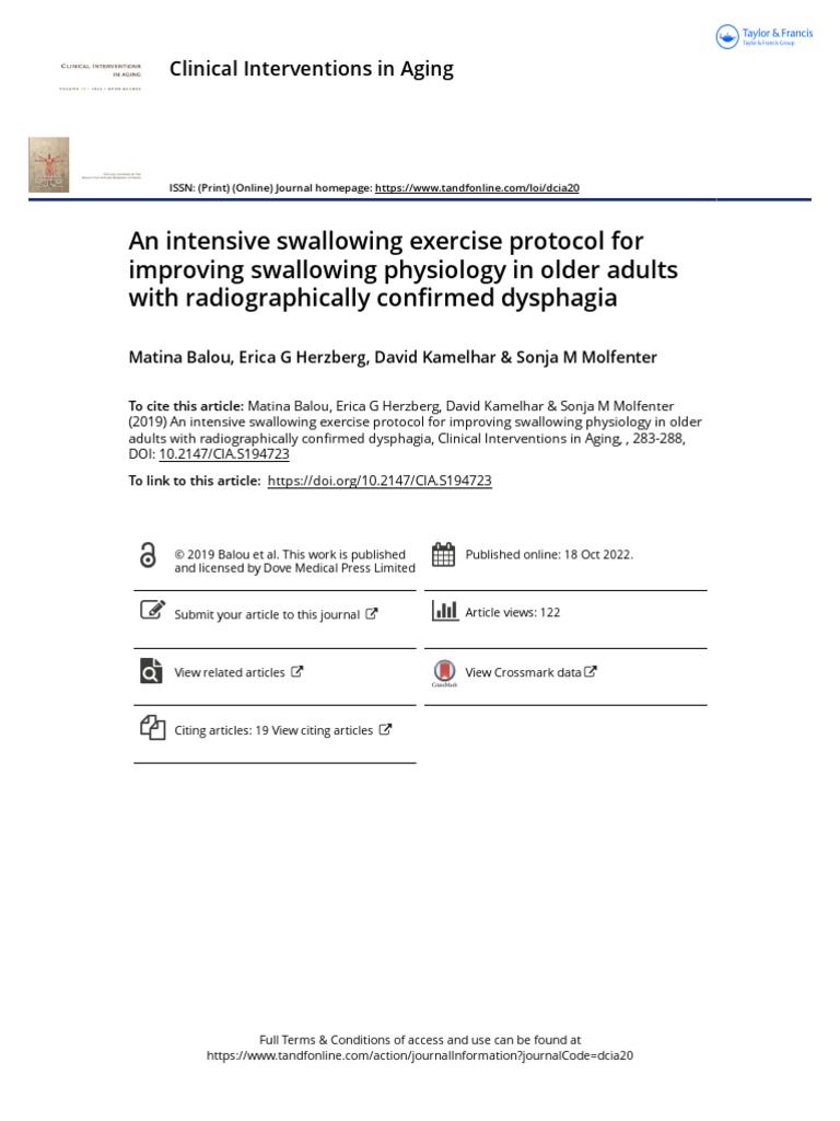 An Intensive Swallowing Exercise Protocol For Improving Swallowing ...