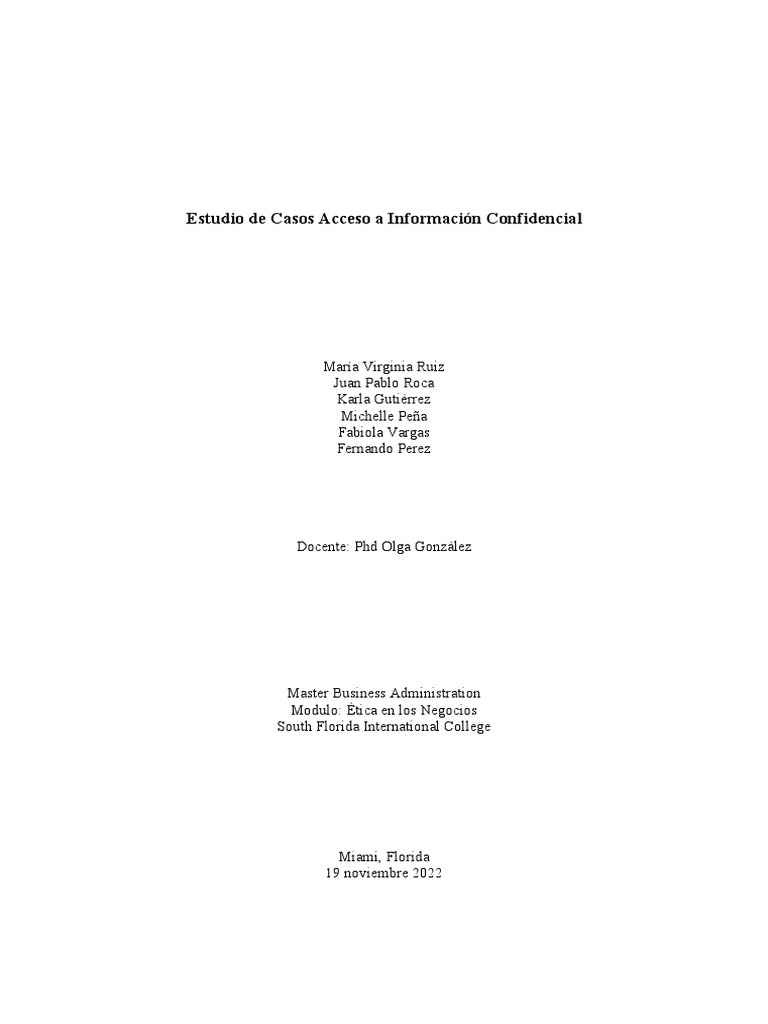 ENSAYO - Etica en El Manejo de Informacion Confidencial | PDF ENSAYO - Etica en El Manejo de Informacion Confidencial | PDF