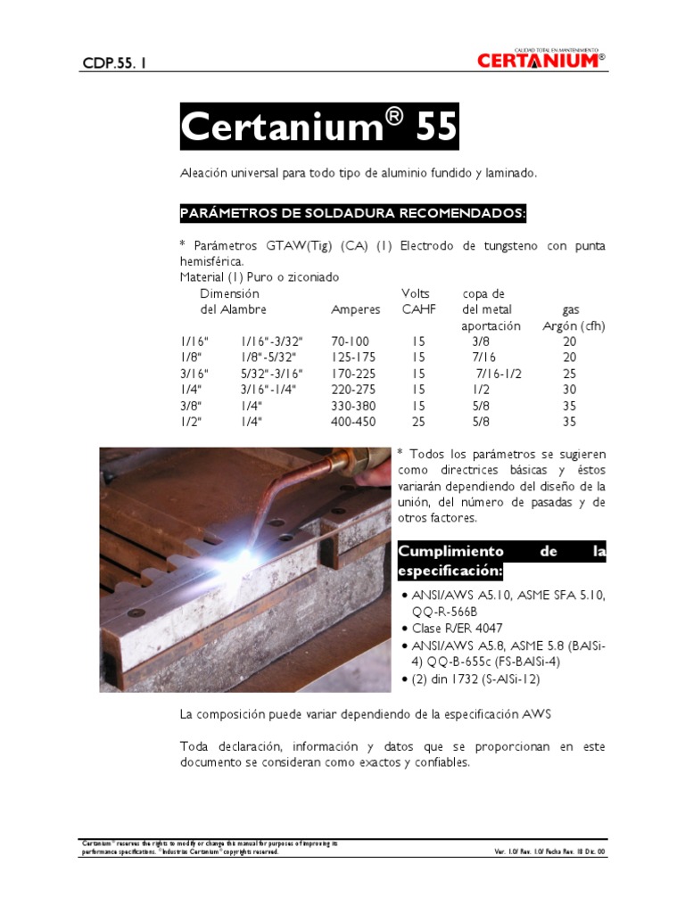 Certanium 55 | PDF | Aluminio | Materiales