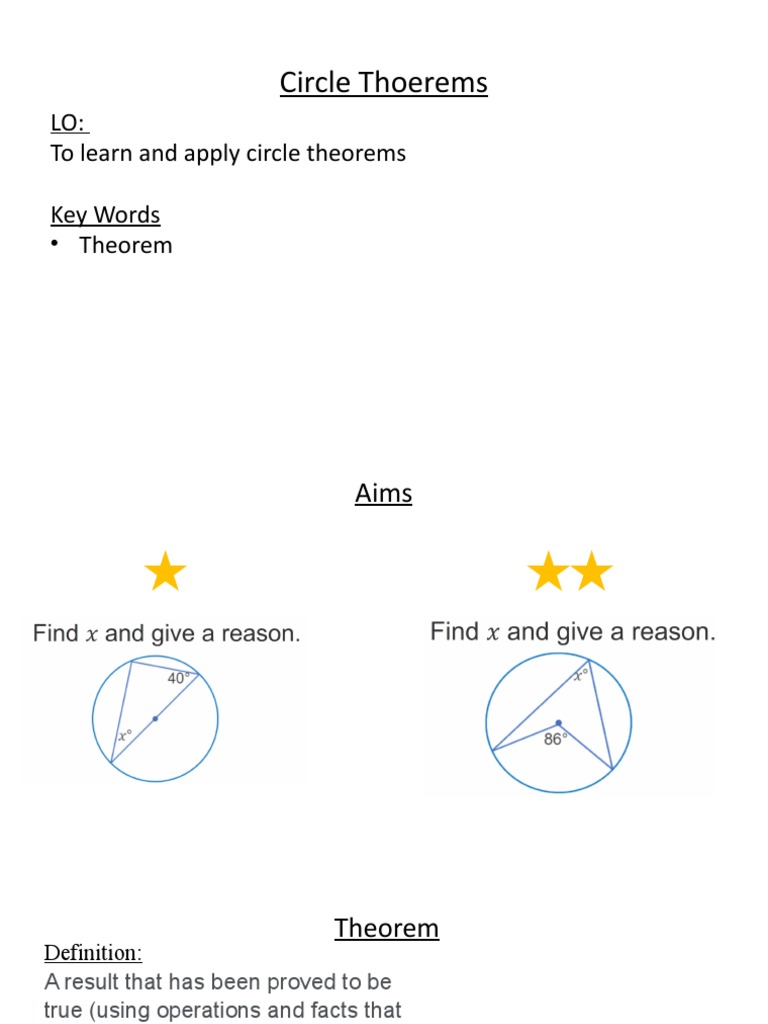 2lessons Circle Theorems | PDF | Circle | Triangle