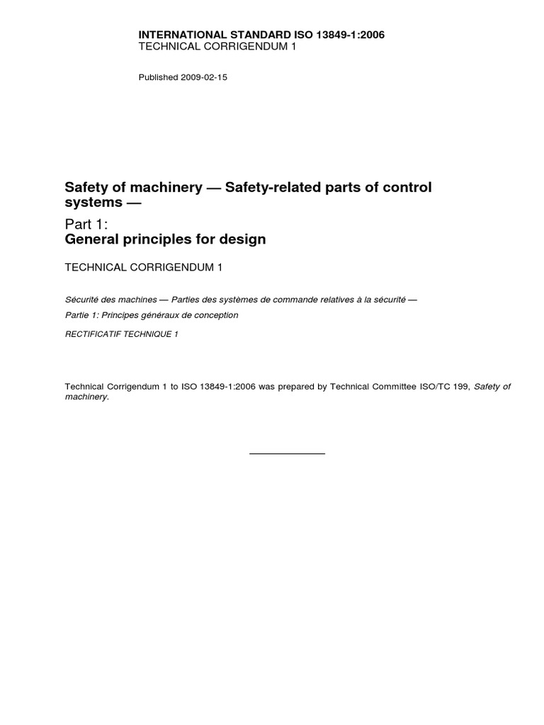 ISO 13849-1 2006 Cor 1 2009 | PDF