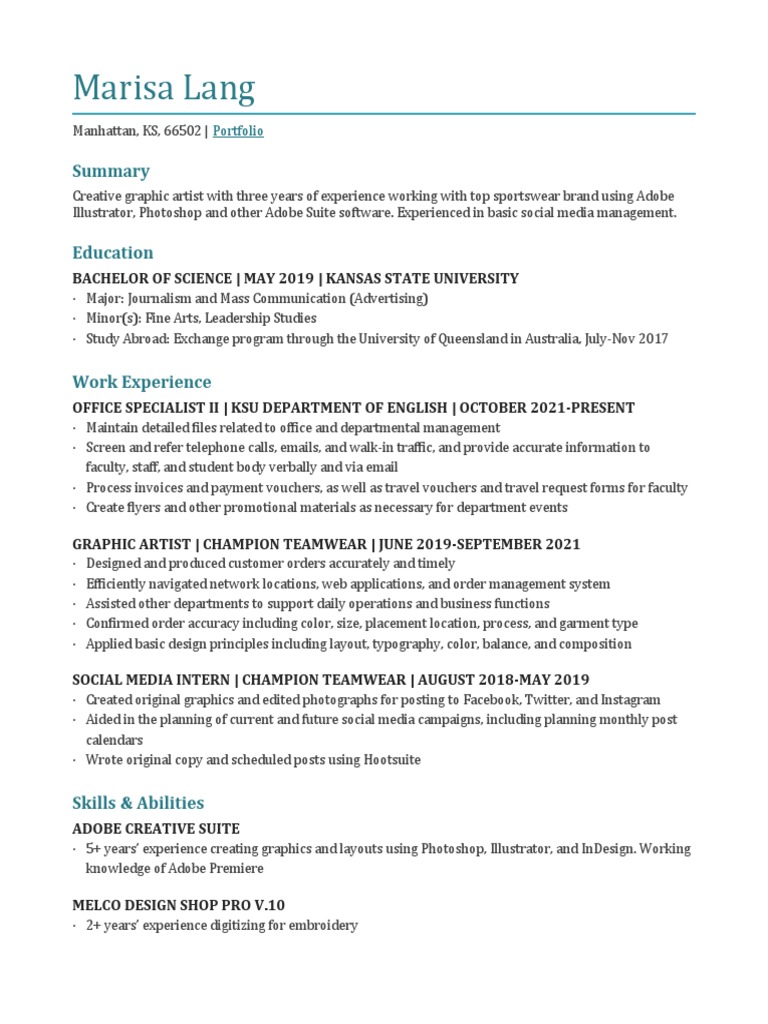 Weebly Resume Marisa Lang | PDF