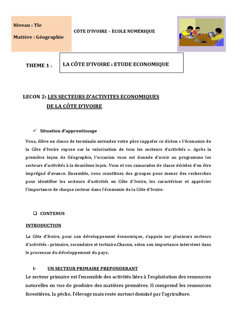Secteurs d'activités économiques en Côte d'Ivoire | PDF | Côte d'Ivoire ...