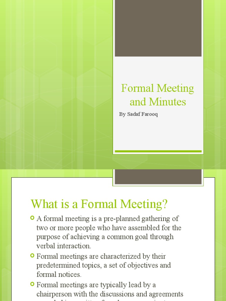 Guide to Formal Meetings and Minutes | PDF | Agenda (Meeting) | Cognition