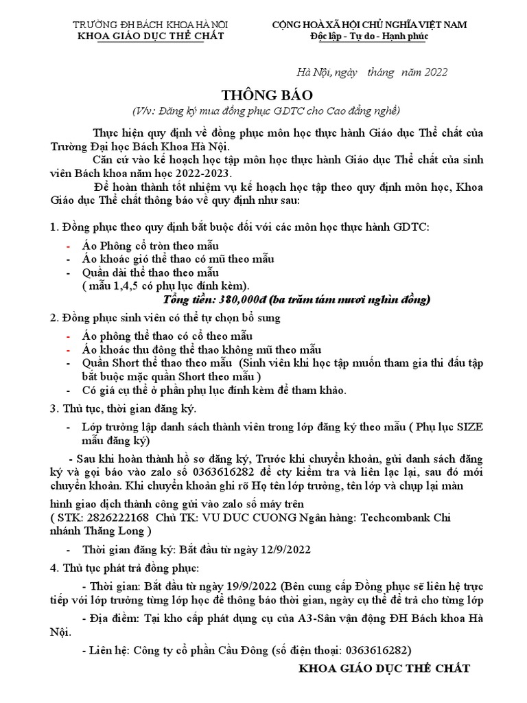 Thông Báo Mua Đ NG PH C | PDF