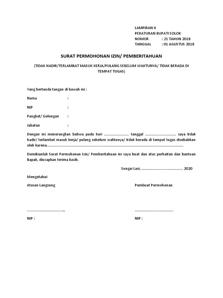 Blanko Surat Izin Absensi | PDF