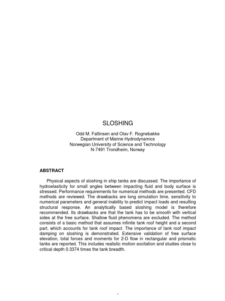 Sloshing | PDF | Resonance | Fluid Dynamics