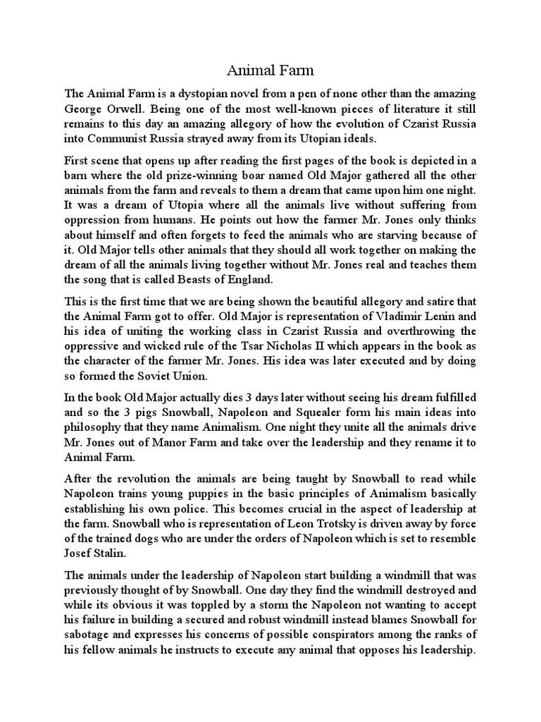 Animal Farm Essay | PDF | Young Adult | General Fiction