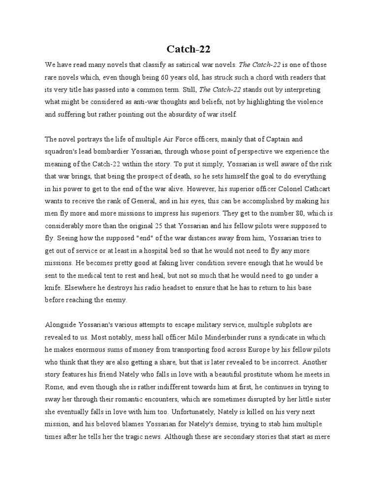 The Catch-22: How Joseph Heller's Novel Defines and Critiques ...