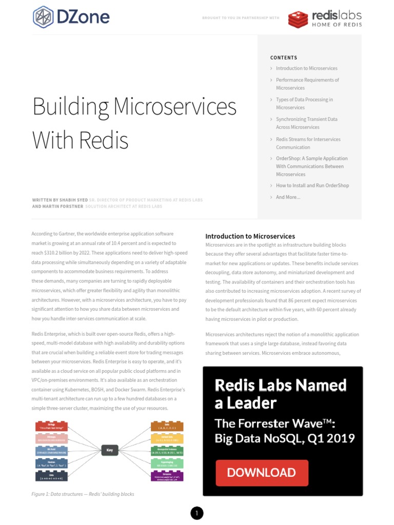 Dzone Refcard295 Microseviceswithredis0408 | PDF | Databases | Cache ...