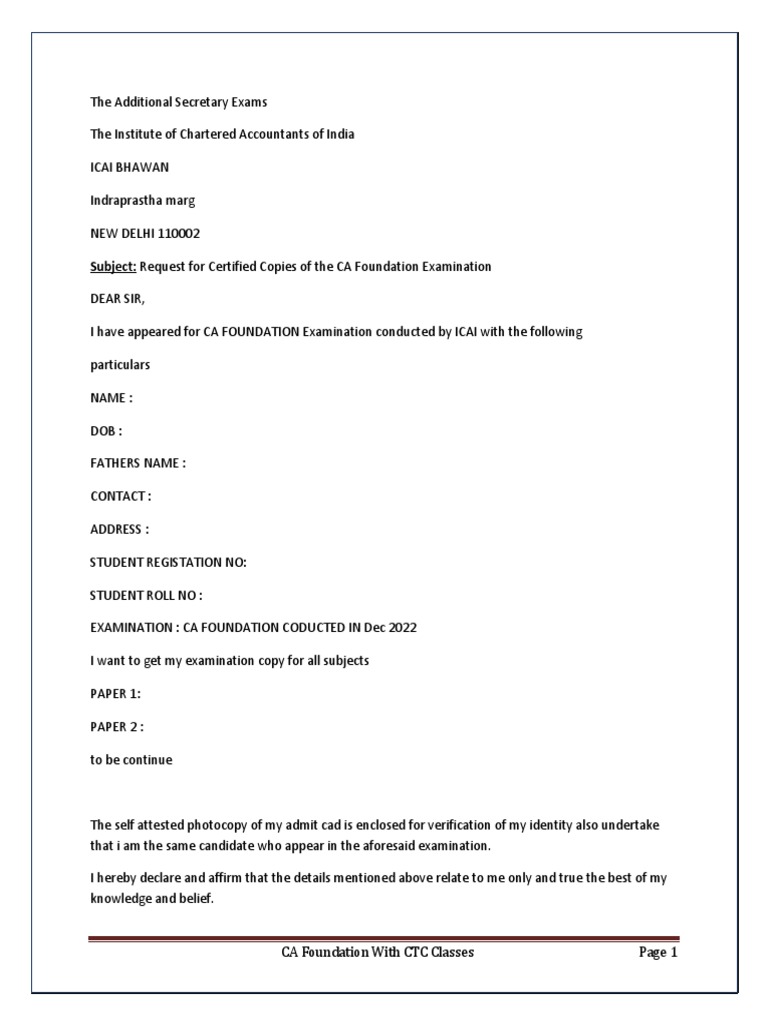 RTI Application Text - CTC Classes | PDF