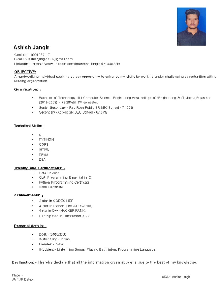 Ashish Jangir's Resume | PDF