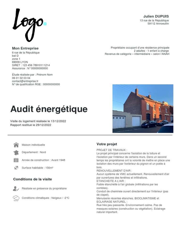 Exemple de Rapport D Audit | PDF | Isolation thermique du bâtiment | Chaleur