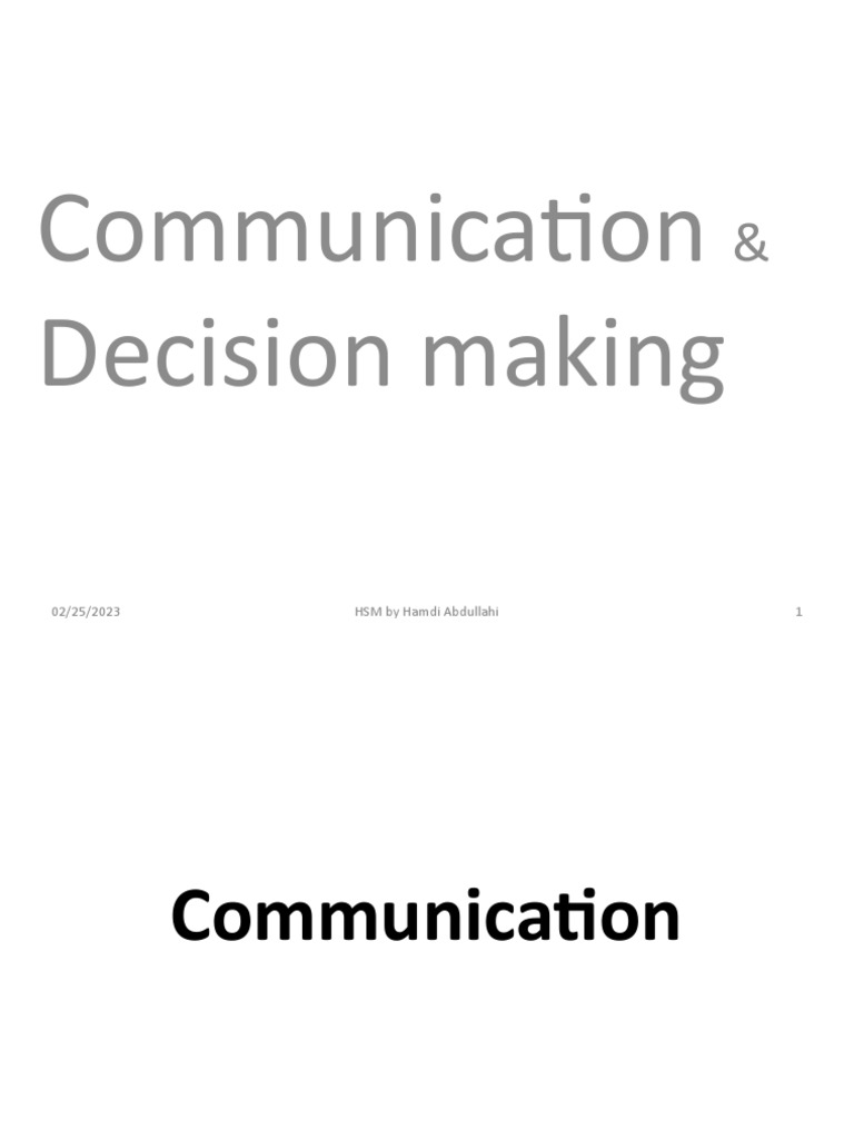 Communication & Decision Skills | PDF | Communication | Decision Making