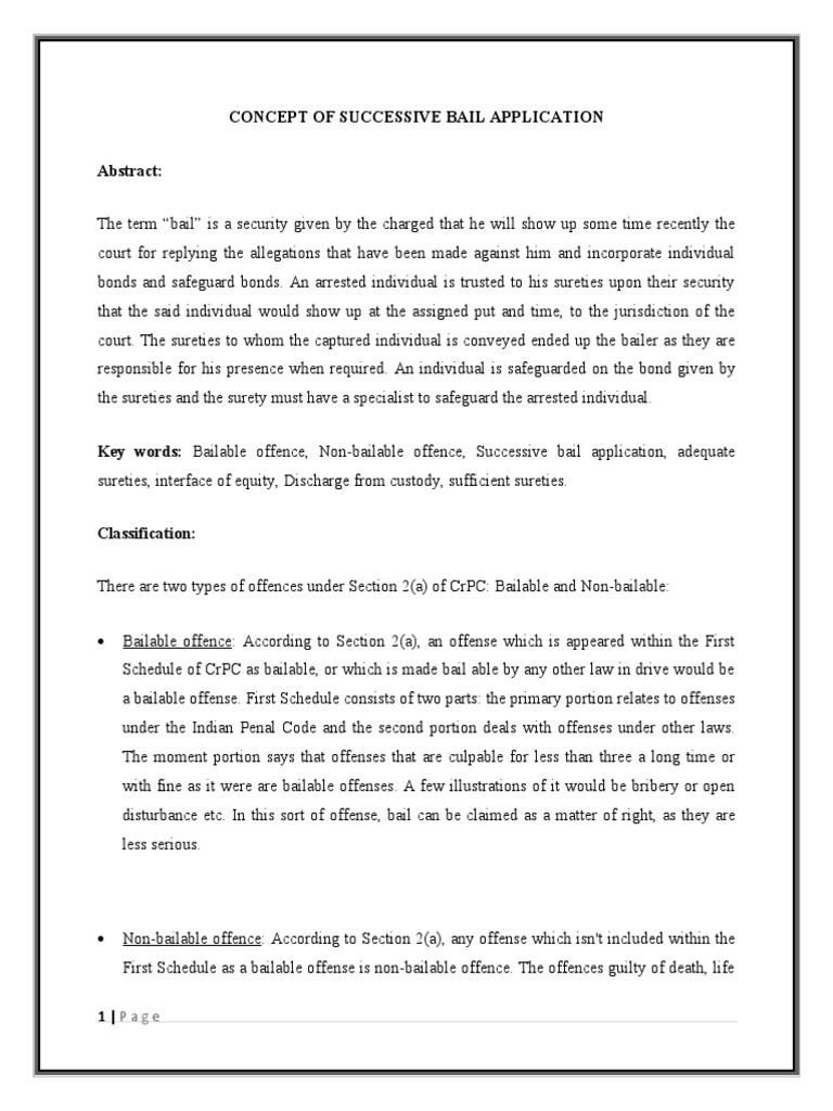 Successive Bail Application | PDF | Bail | Public Sphere