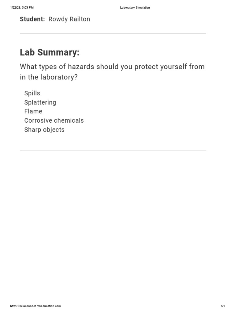 Lab 1B - Personal Lab Safety | PDF