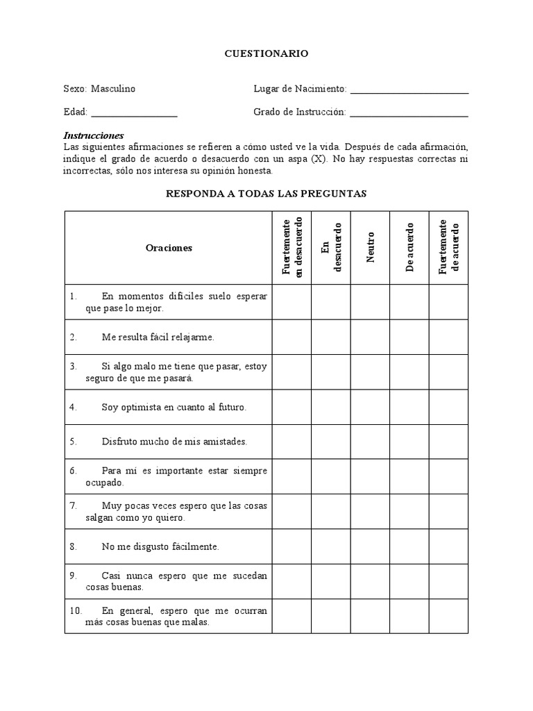 Ejemplo de Cuestionario para Aplicacion | PDF