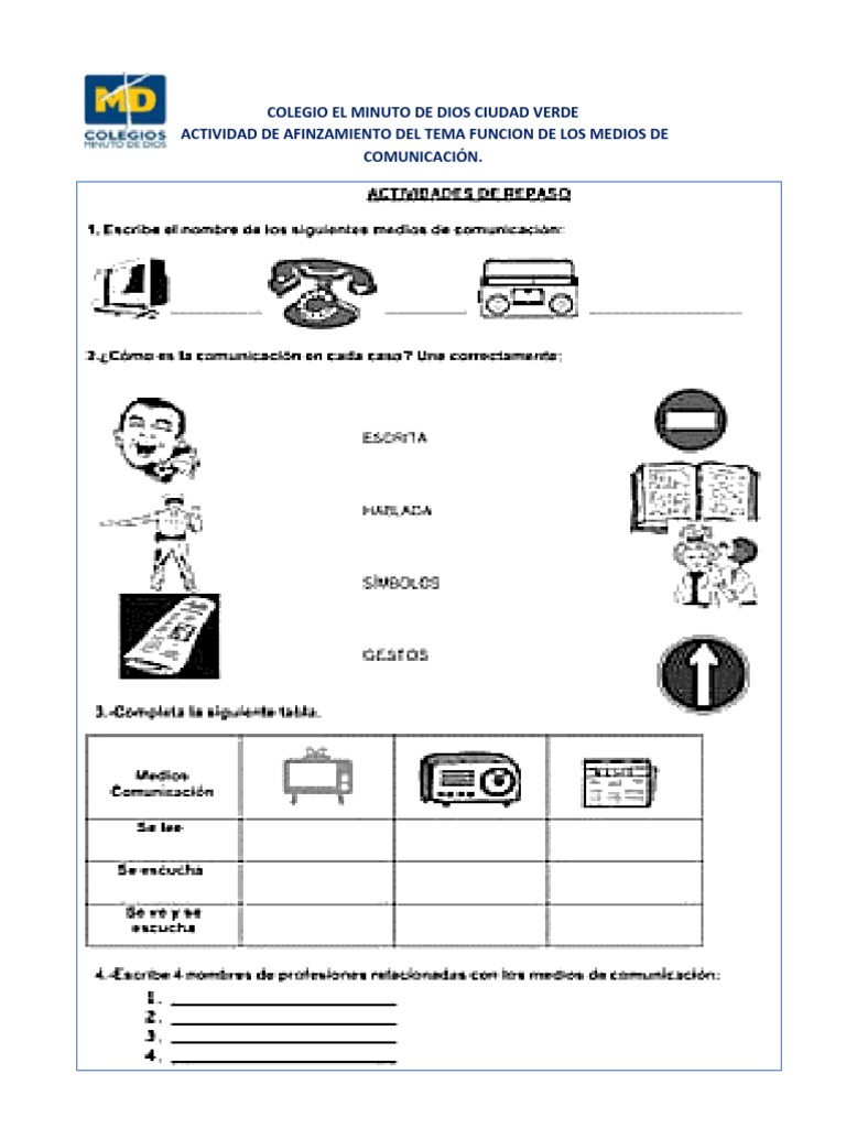 Actividades de Los Medios de Comunicación Grado Tercero 2023 | PDF