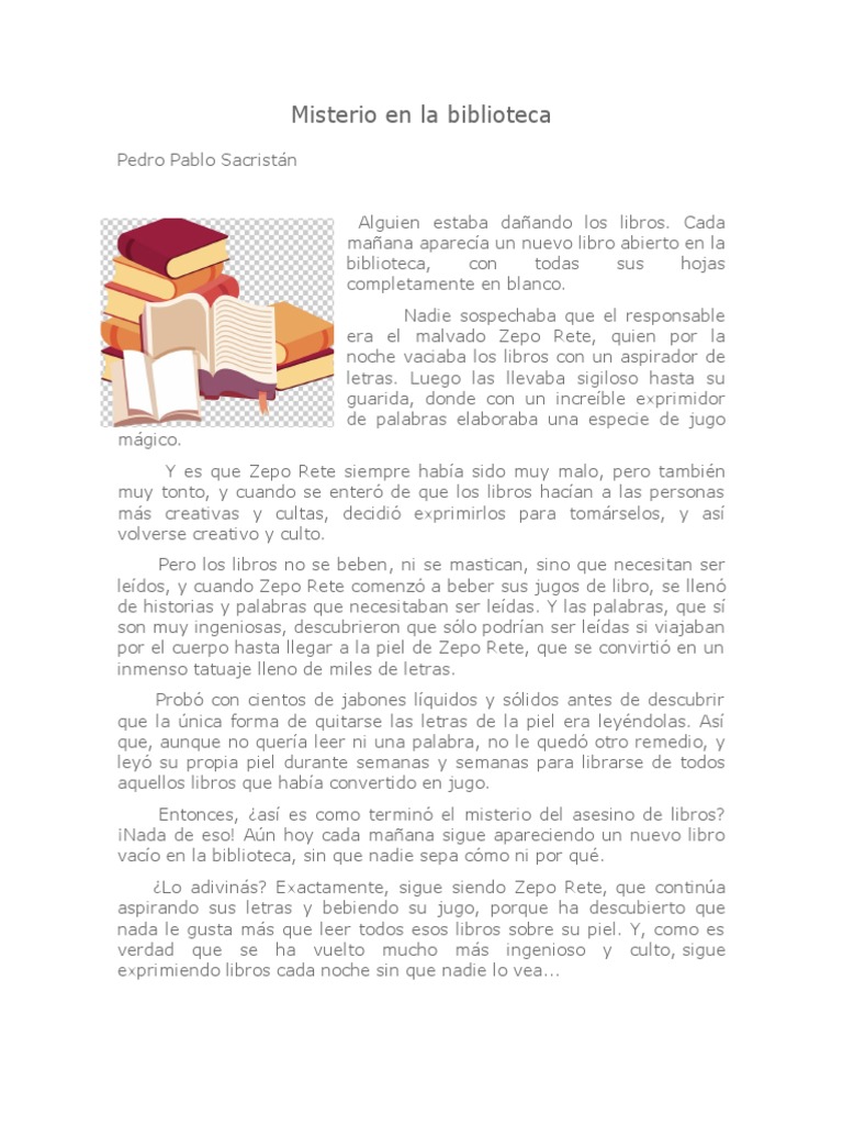 Misterio en La Biblioteca Cuento | PDF