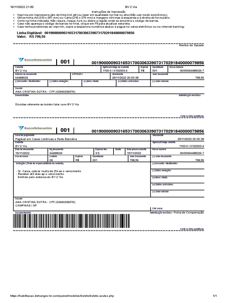 Segunda Via do Boleto BV Financeira | PDF