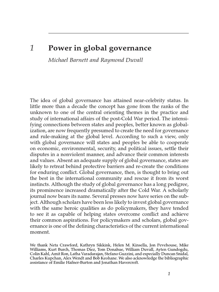 Power in Global Governance | PDF | Power (Social And Political ...