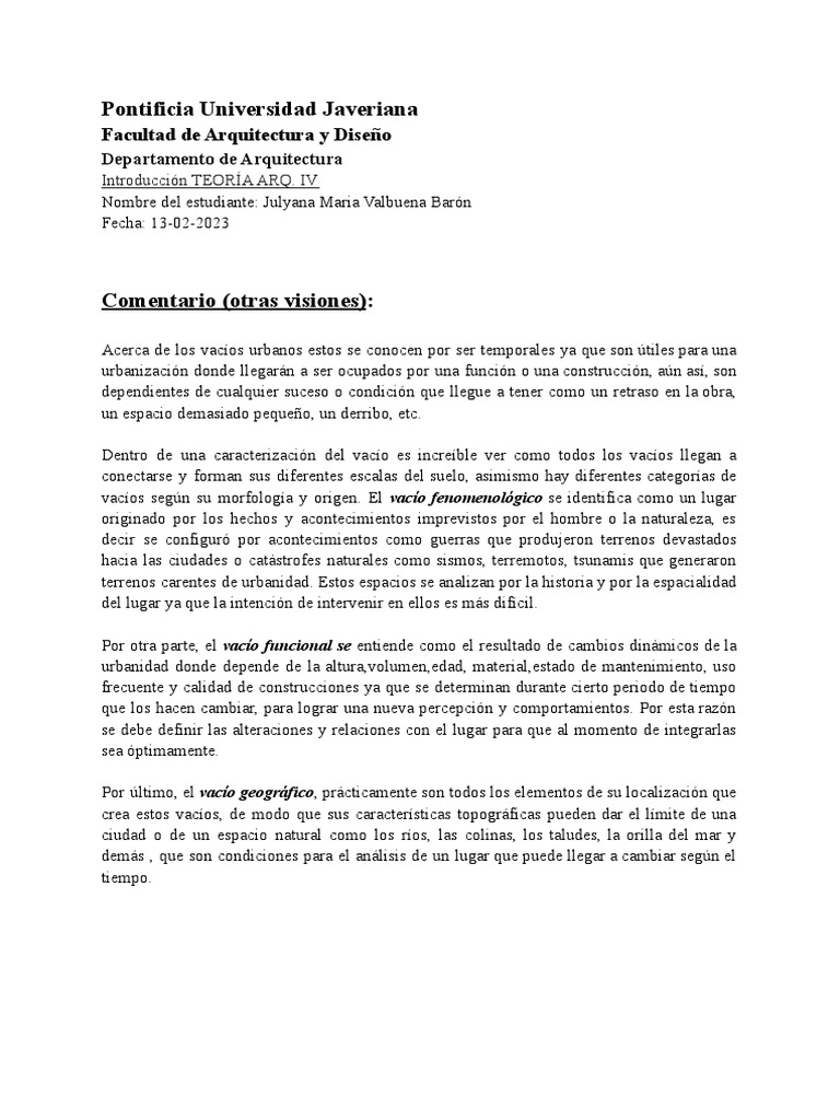 Julyana Maria Valbuena Barón | PDF | Vacío