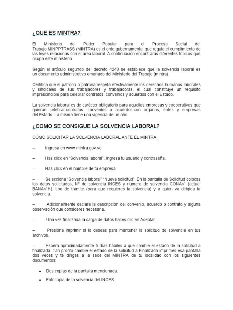 Qué es el MINTRA y su función laboral | PDF | Estado (política)