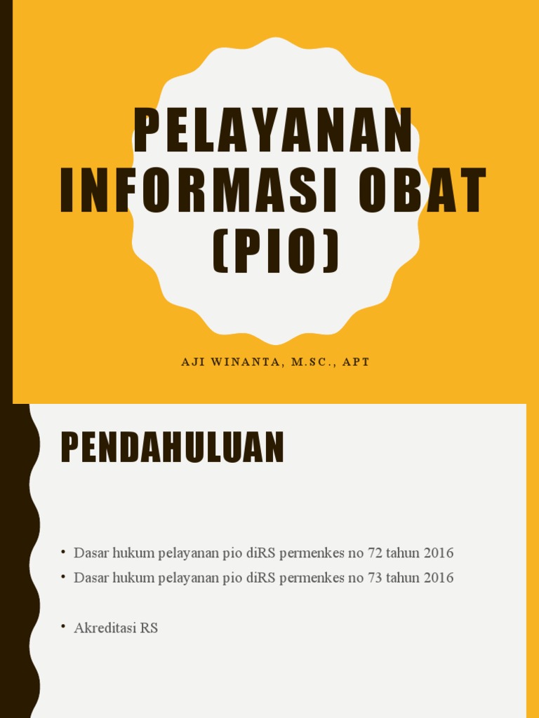 Pelayanan Informasi Obat (PIO) di Farmasi | PDF