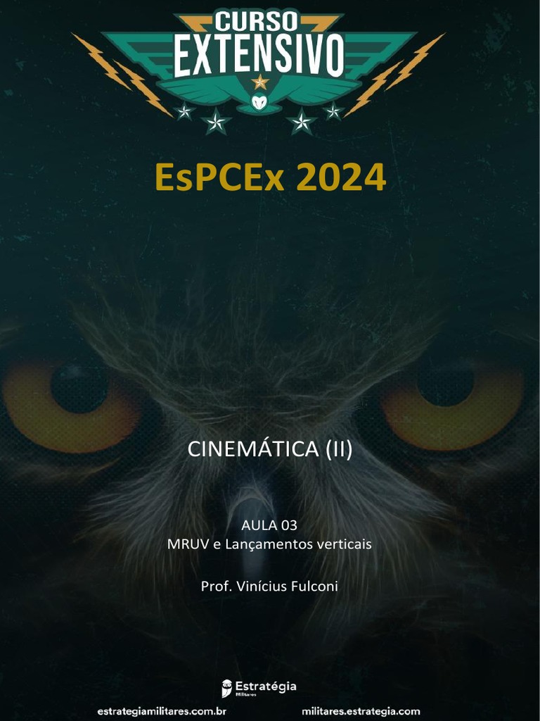 Aula 03 - Frente 1 - EsPCEx 2024 | PDF | Velocidade | Trajetória