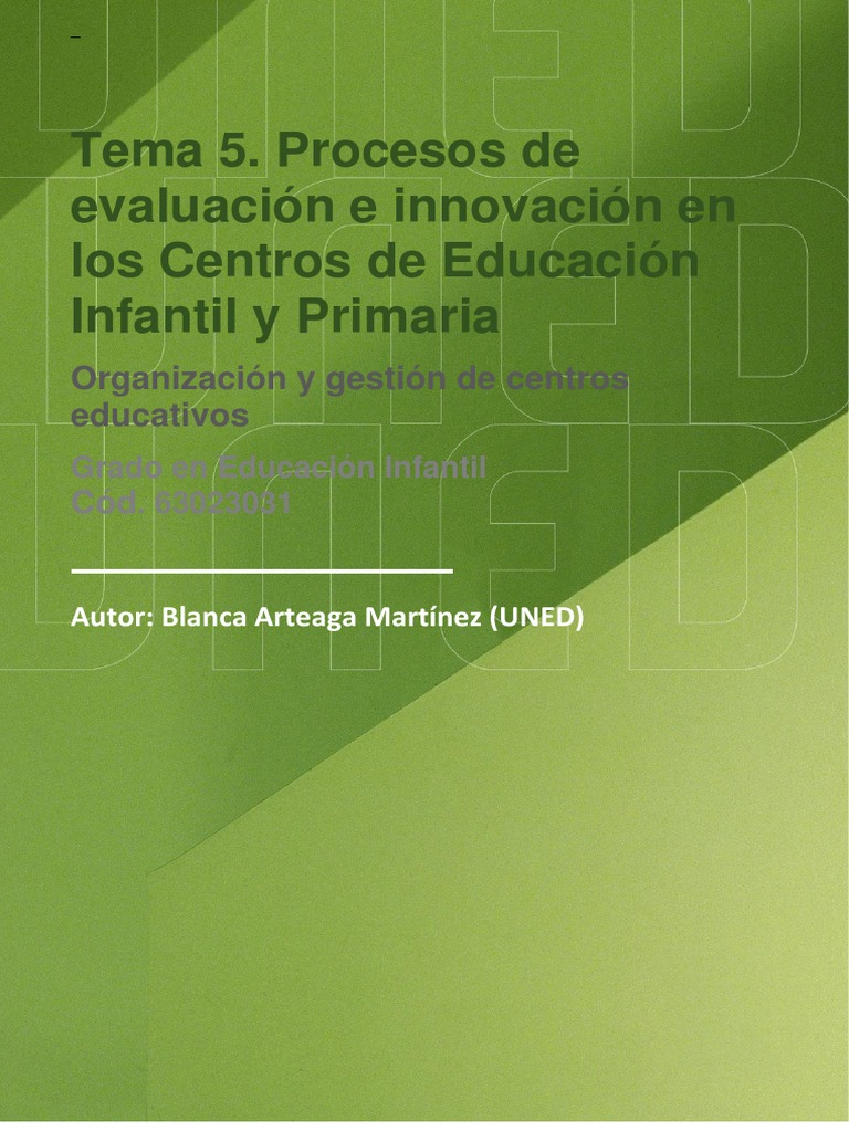 Tema 5 OC | PDF | Evaluación | Educación de la primera infancia