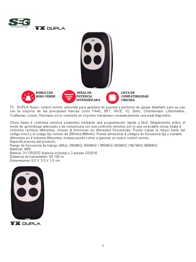 Manual Control TX Dupla Seg Clonador | PDF