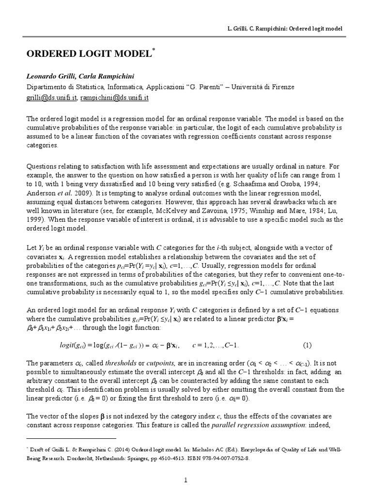 Ordered Logit Model | PDF | Logistic Regression | Regression Analysis