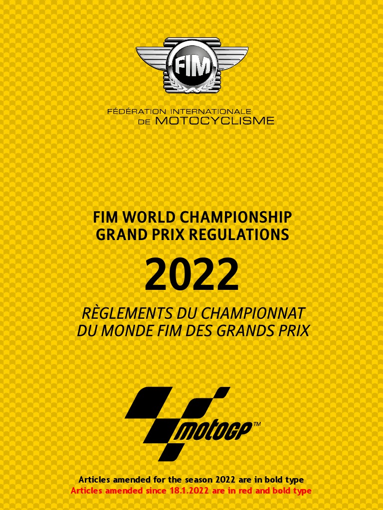 2022 FIM Grand Prix World Championship Regulations. Updated 25february ...