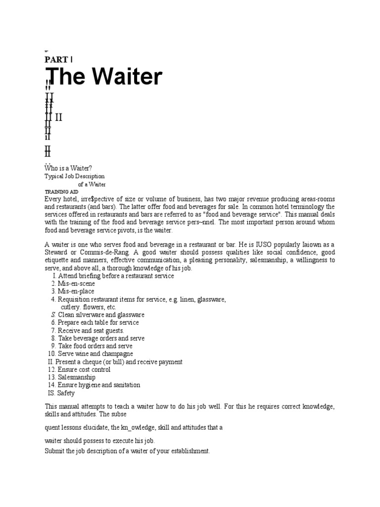 Basic F&B Training-Waiter | PDF | Menu | Restaurants