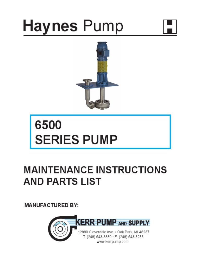 Haynes Pump 6500 Manual | PDF | Pump | Screw