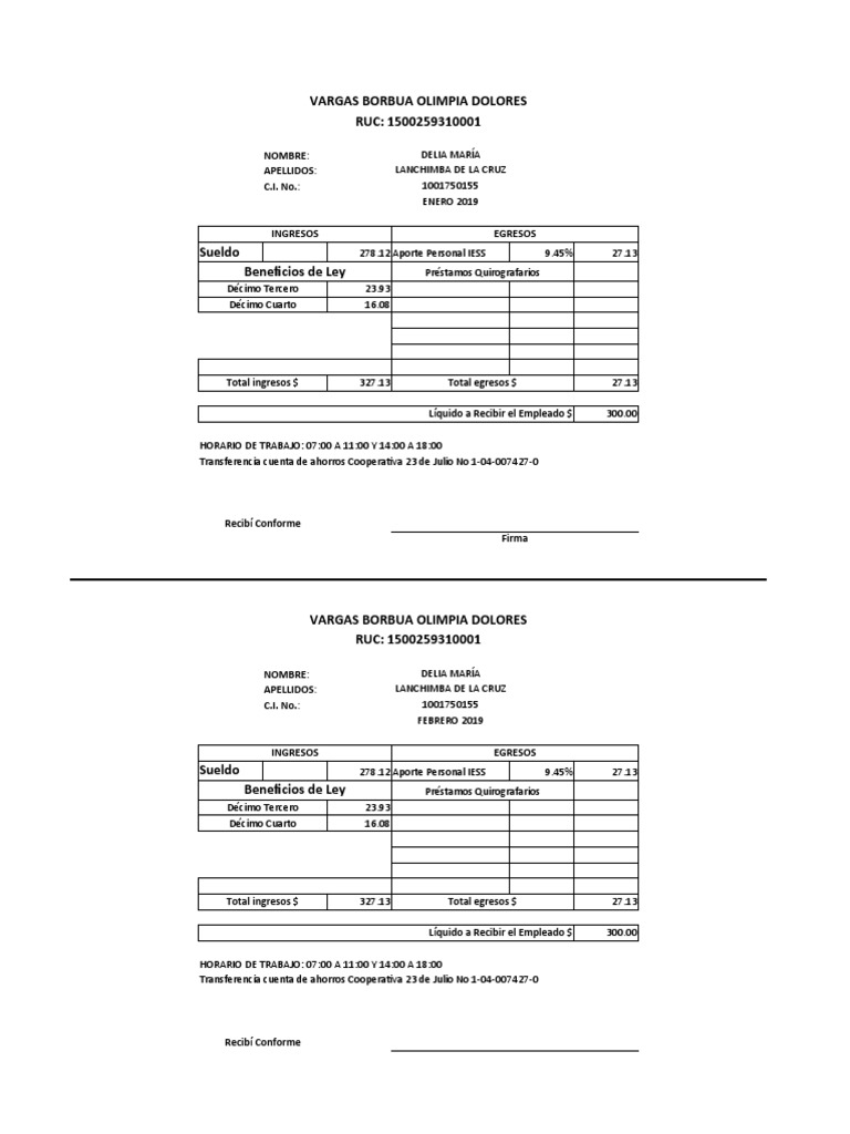 Formato ROL de Pagos | PDF | Fuentes del derecho | Documentos legales