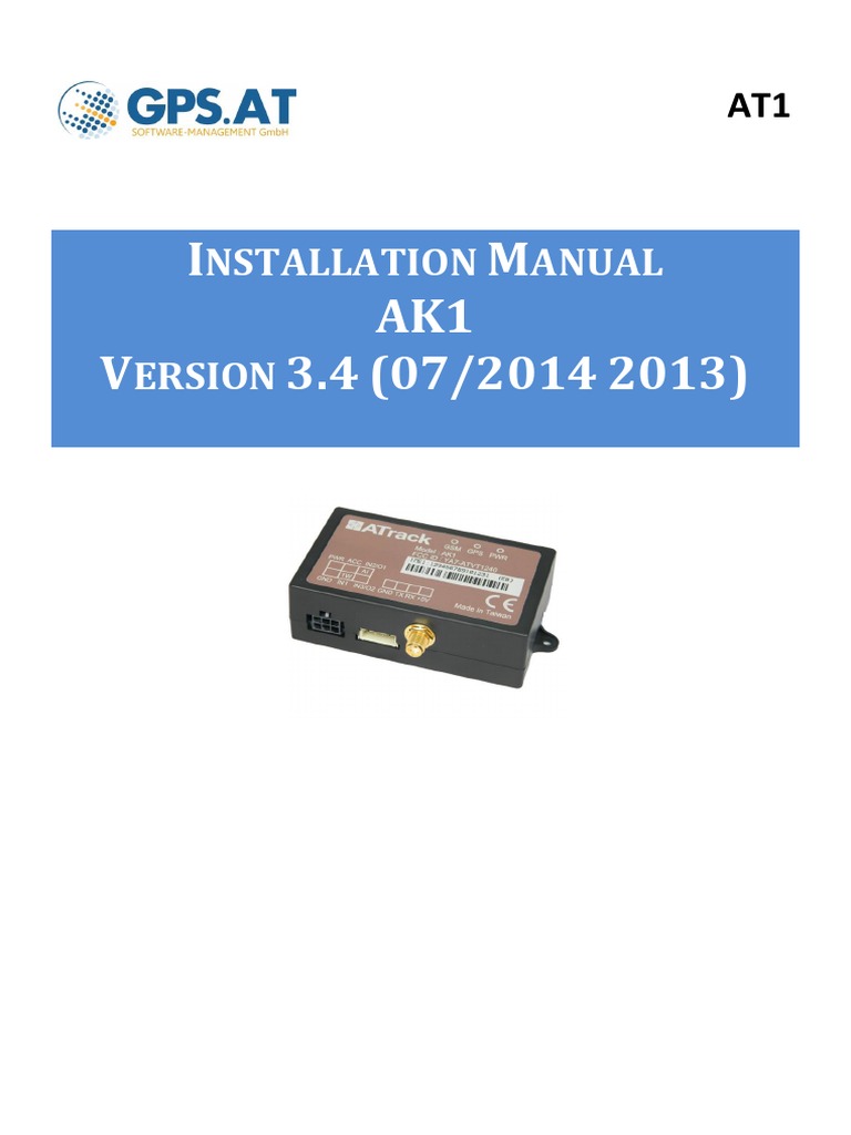 InstallationManual Atrack Ak1 | PDF | Ignition System | Gsm