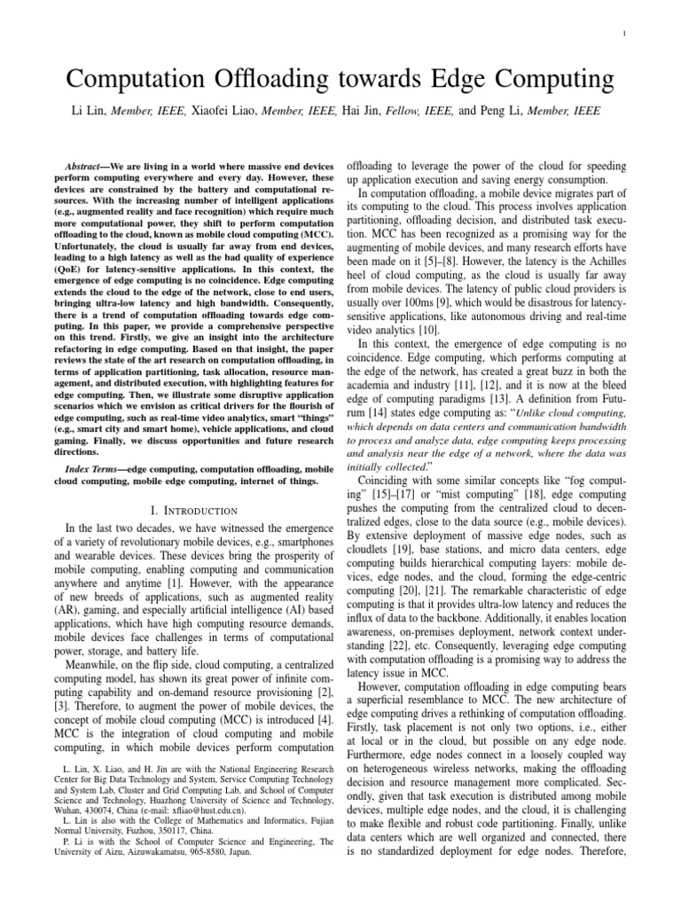 Computation Offloading Towards Edge Computing Pdf Cloud Computing Computer Network