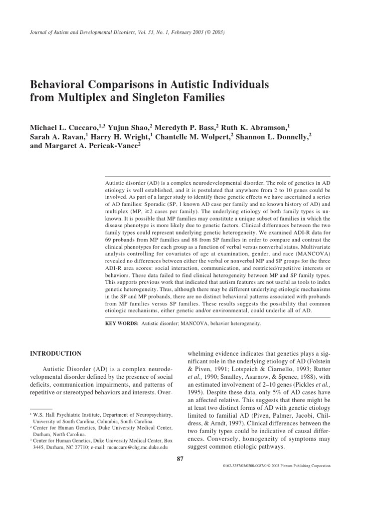 Behavioral Comparisons in Autistic Individuals | PDF | Autism Spectrum ... Behavioral Comparisons in Autistic Individuals | PDF | Autism Spectrum ...