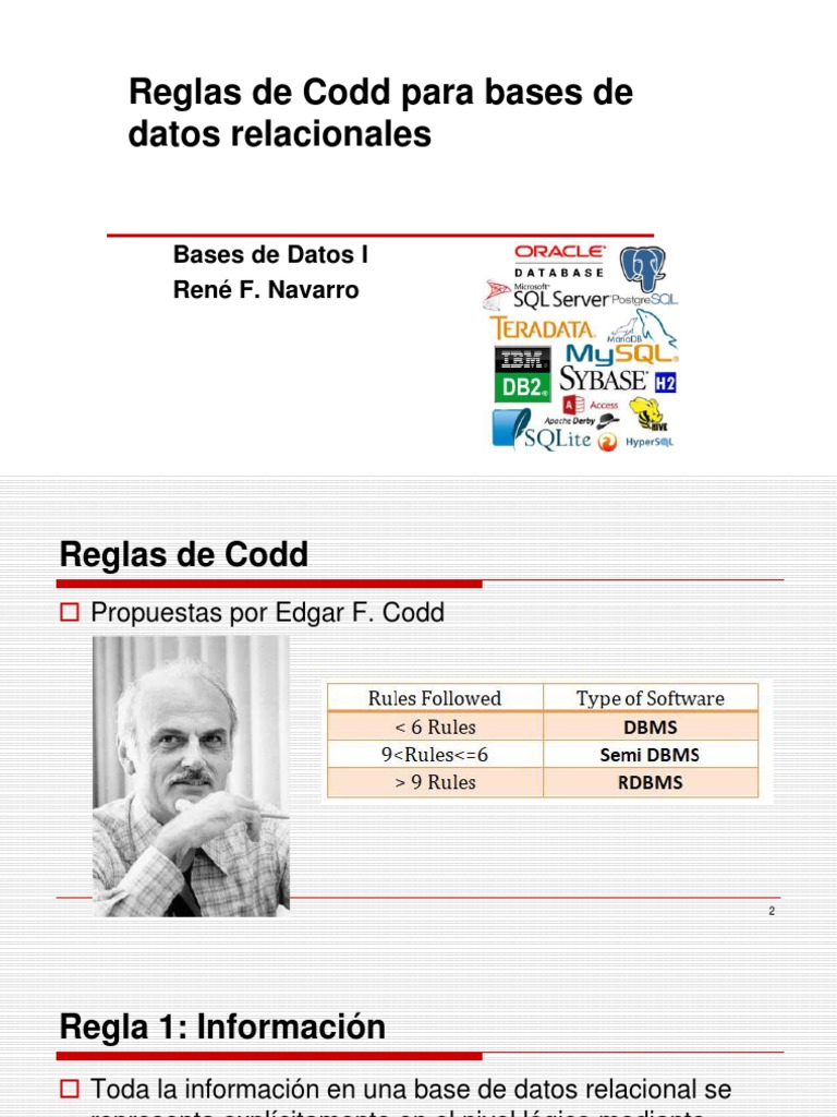 Reglas de Codd 2023 | PDF | Base de datos relacional | Bases de datos