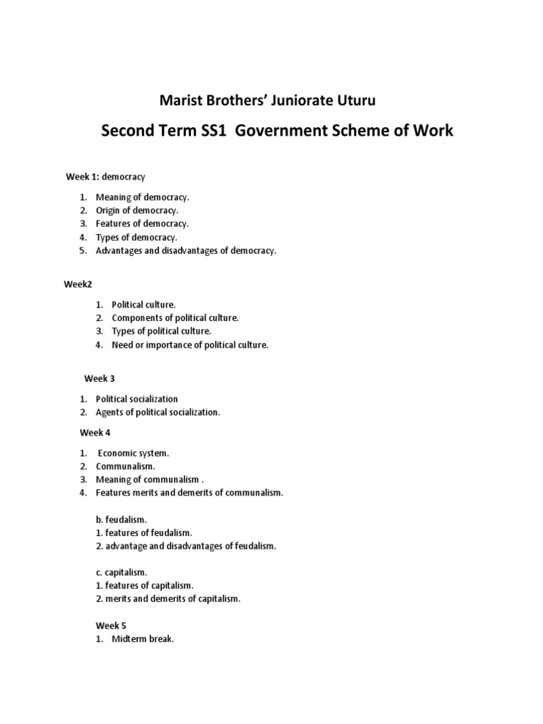 SS1 Government Scheme: Second Term Topics | PDF | Socialism | Communism