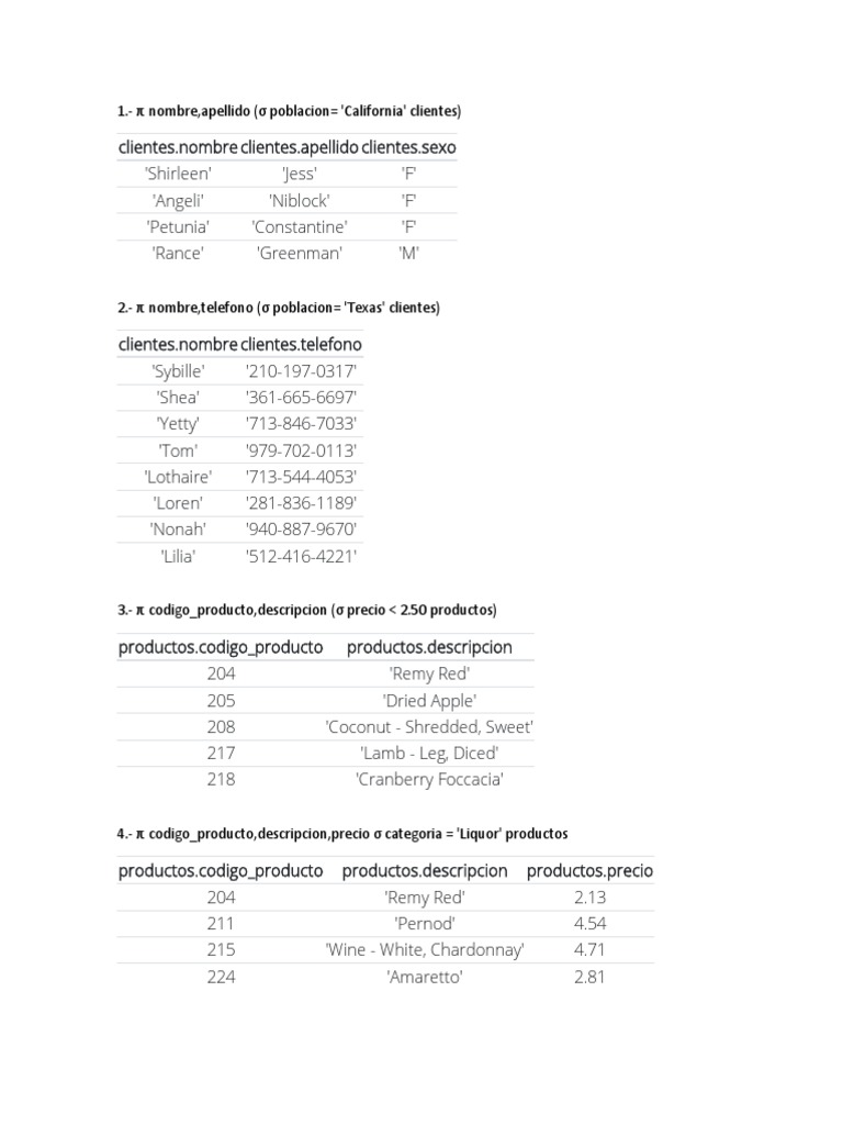 Tarea Base de Datos Algebra Relacional | PDF