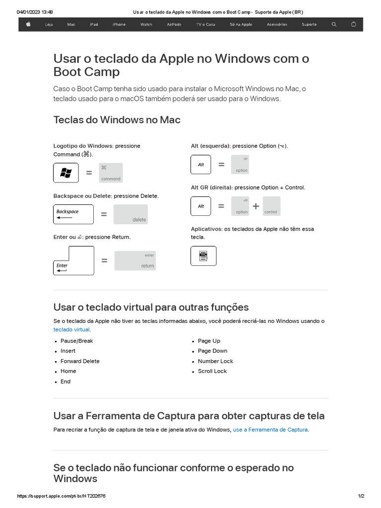 Usar o Teclado Da Apple No Windows Com o Boot Camp - Suporte Da Apple ...
