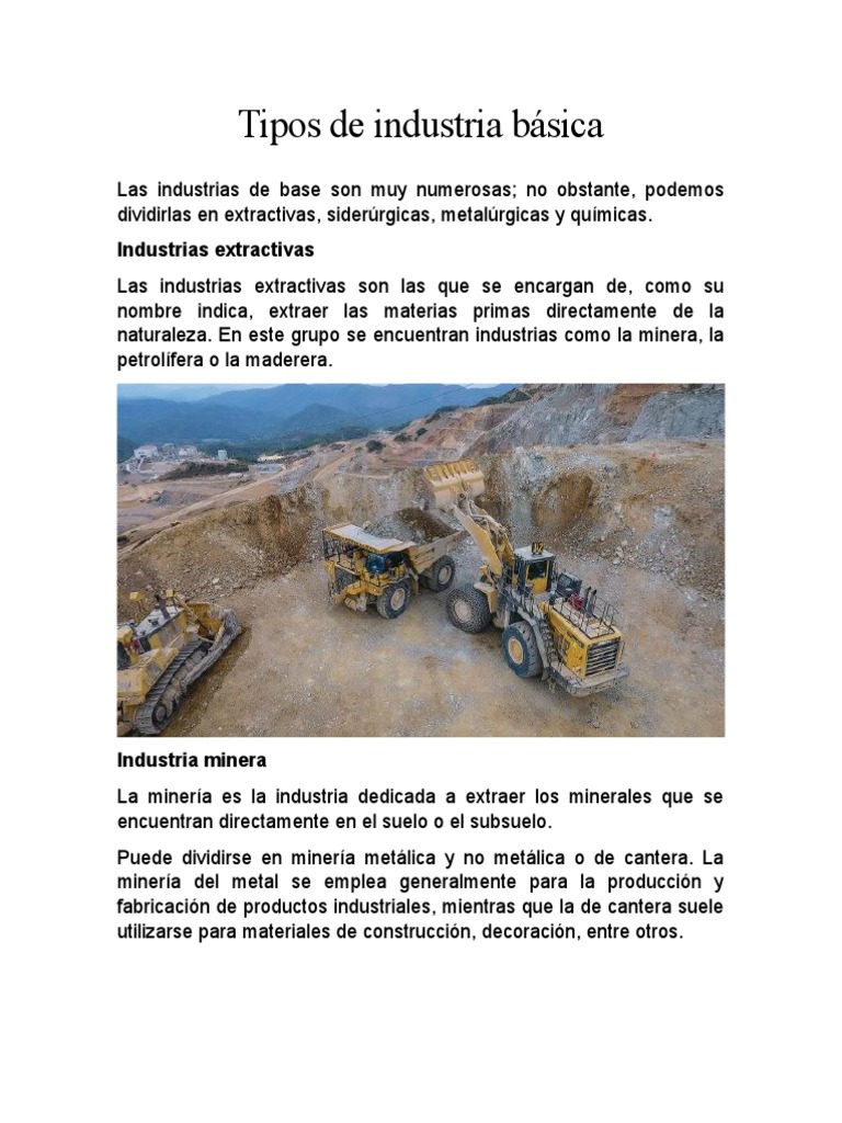 Tipos de industrias básicas y extractivas | PDF | Minería | Compuestos ...