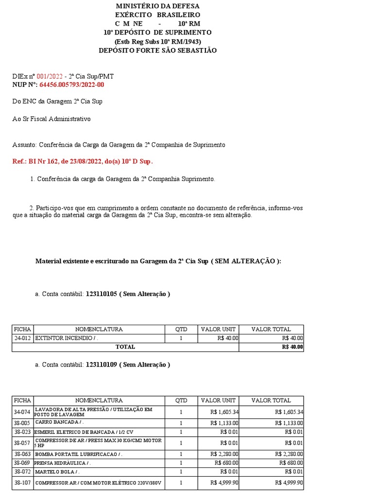 Conferência de Carga da 2ª Cia Sup | PDF | Veículo motorizado | Veículos