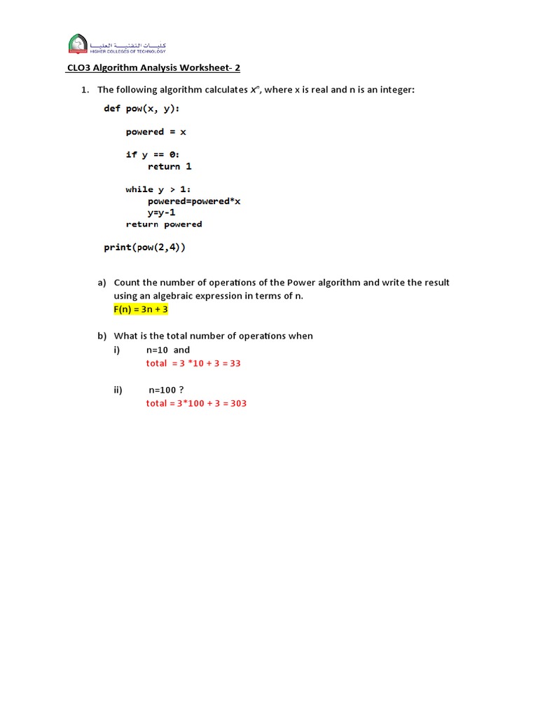 CLO3 Exercises CLO3 With Answers | PDF | Time Complexity | Numbers